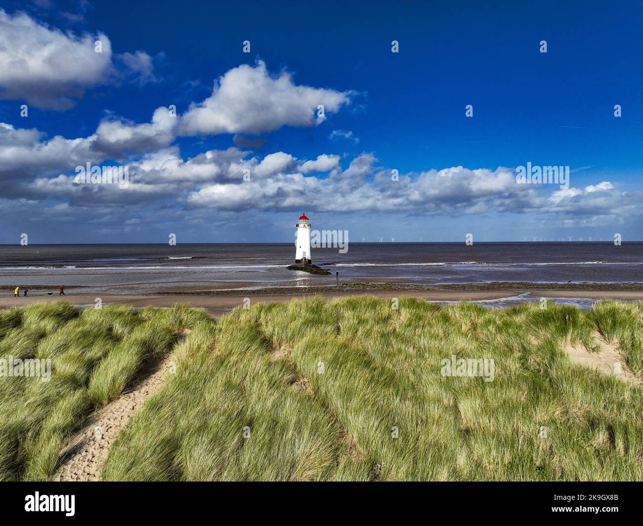 Aerial photograph of Point of Ayr Lighthouse Stock Photo - Alamy