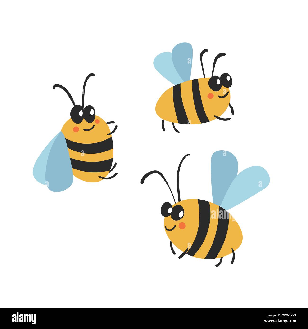 Cartoon bee mascot. A small bees flies. Wasp collection. Vector ...