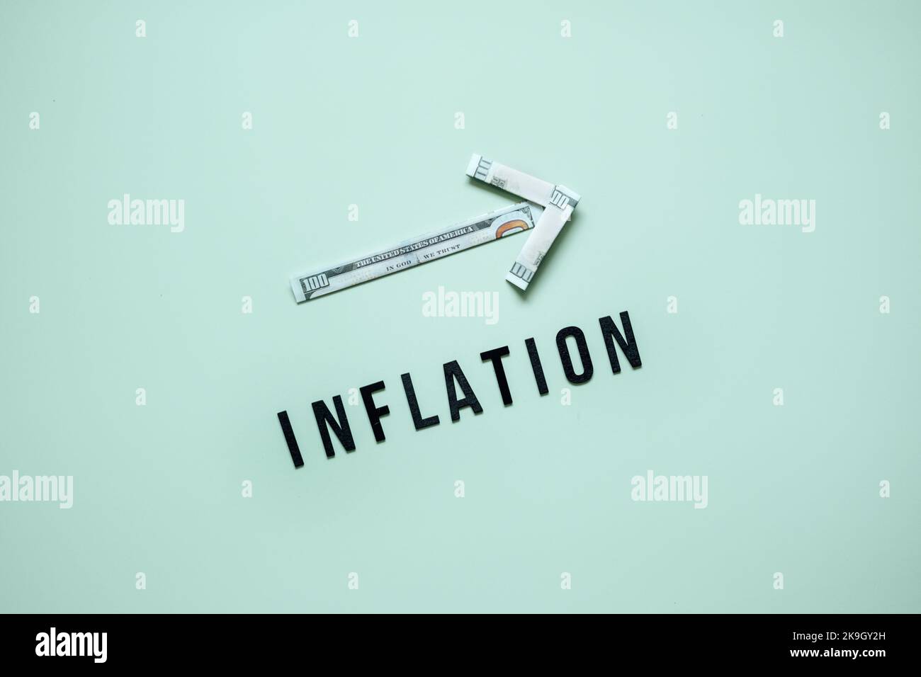 Inflation financial crisis concept. Growing up arrow from dollar ...