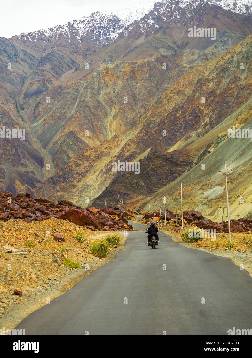 Ladakh, India - June 26, 2022 : Bikers enjoying beautiful scenic view ...