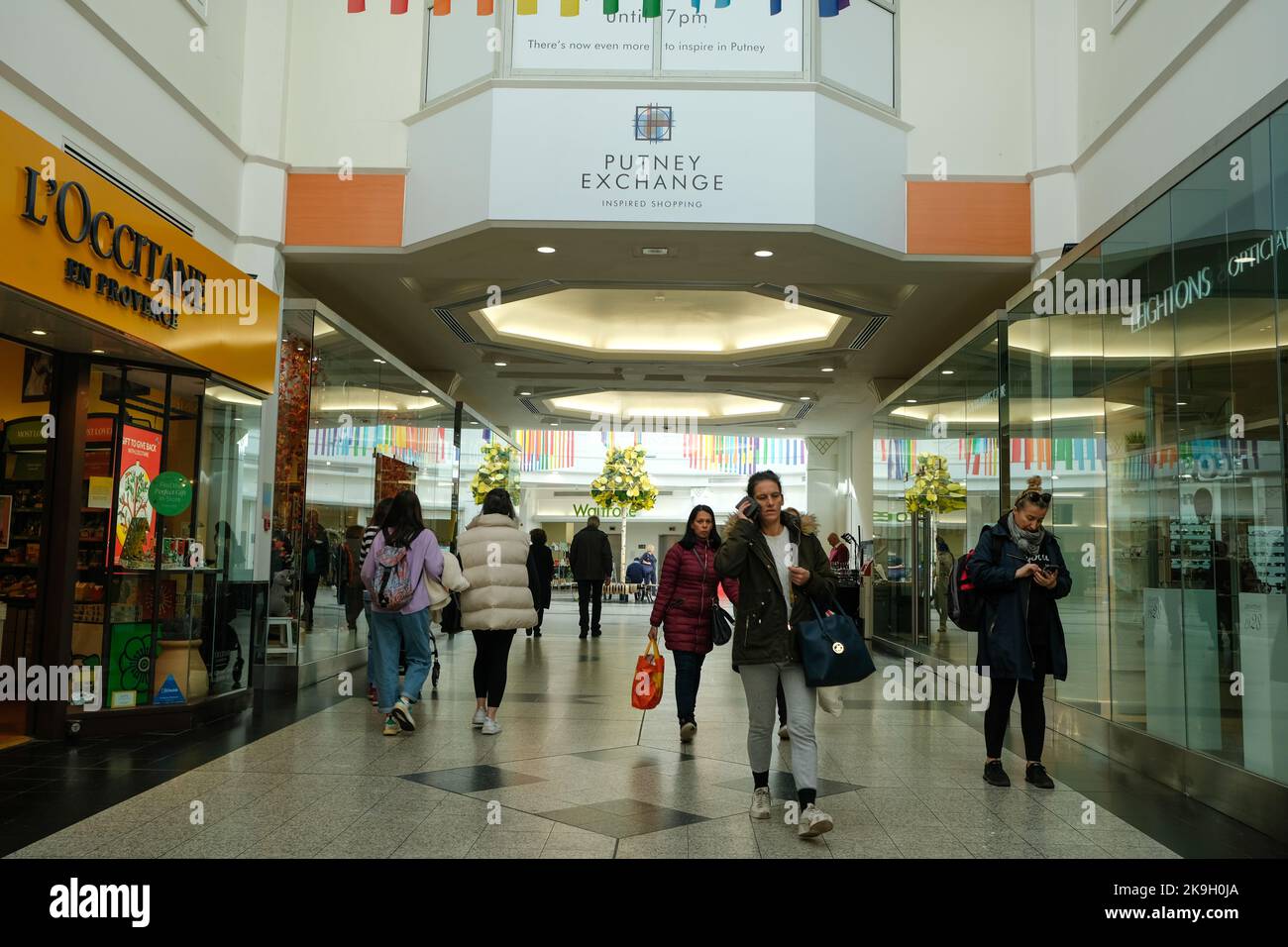 London- October 2022: Putney Exchange shopping centre in Putney south ...