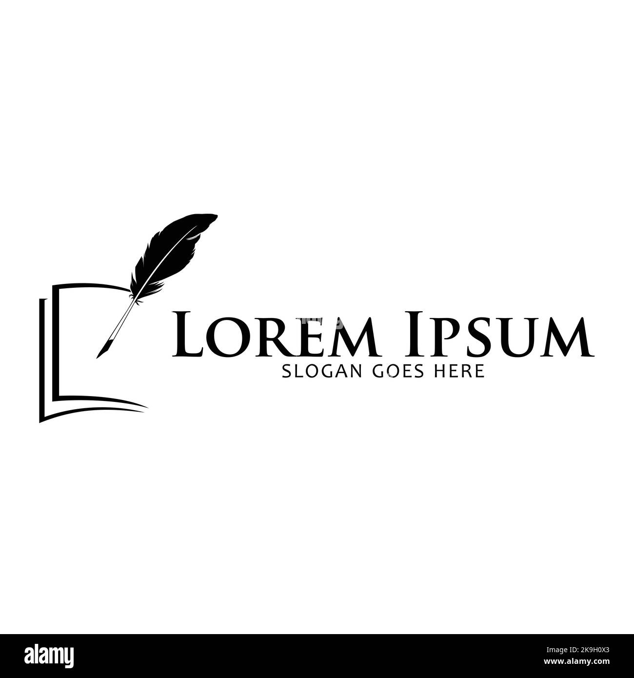 note and quill logo design isolated on white background Stock Vector ...