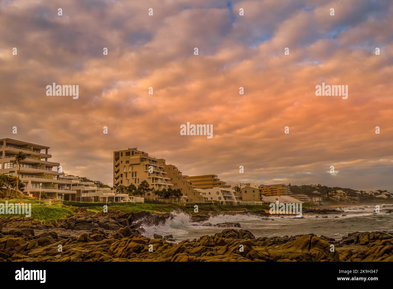 Picturesque and rocky Ballito beach landscape in north Durban , KZN ...