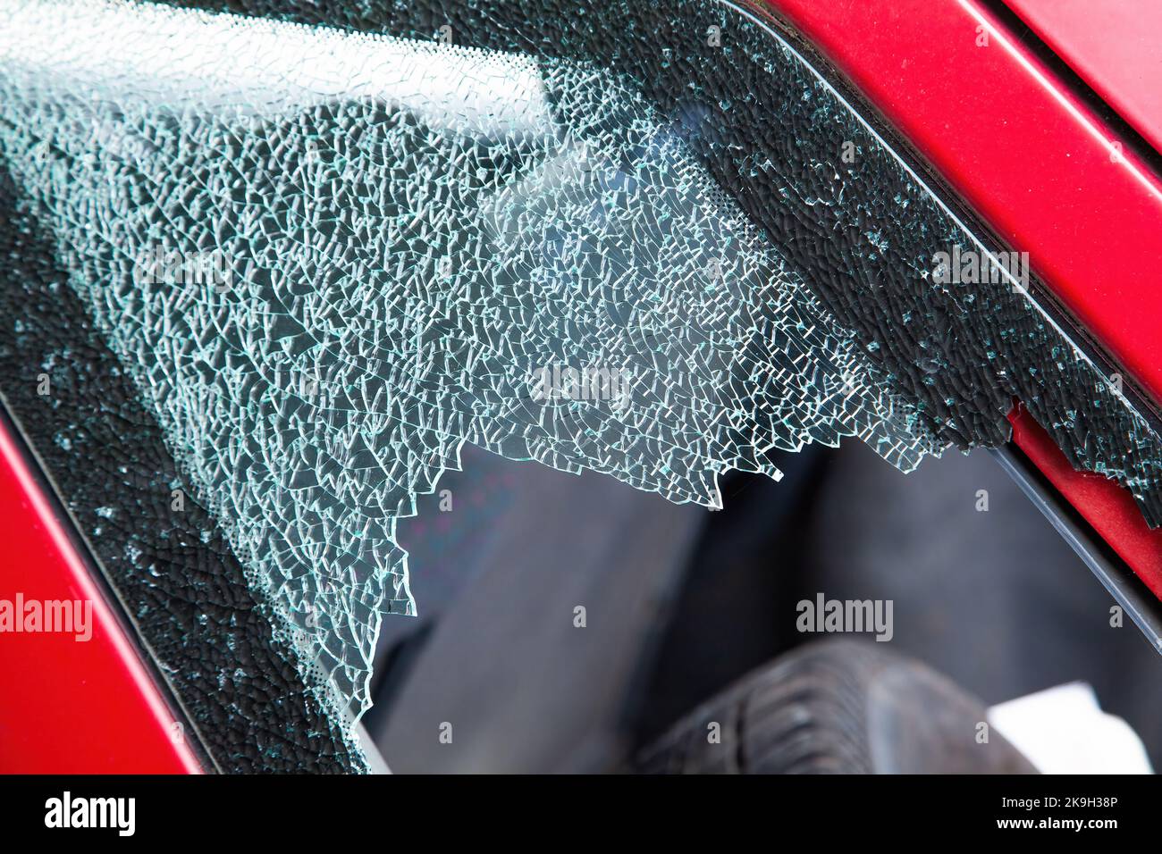 Car with broken windows. A criminal incident. Broken glass window car ...