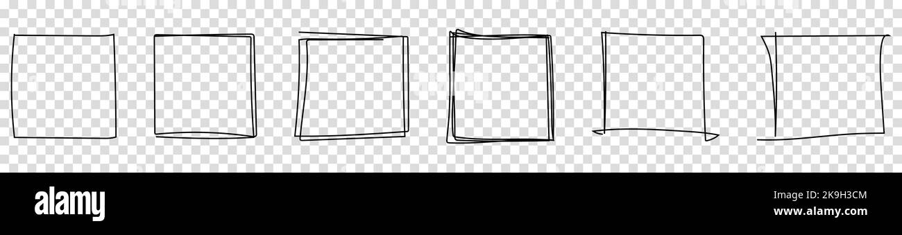 Handdrawn square frame icons. Vector illustration isolated on ...