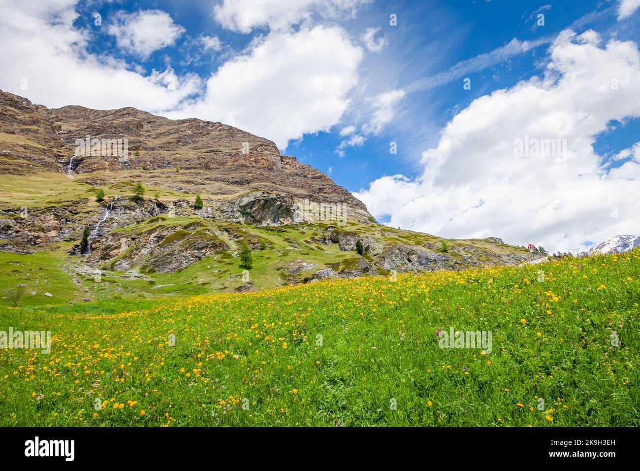 Idyllic swiss landscape at springtime and Zermatt meadows, Switzerland ...