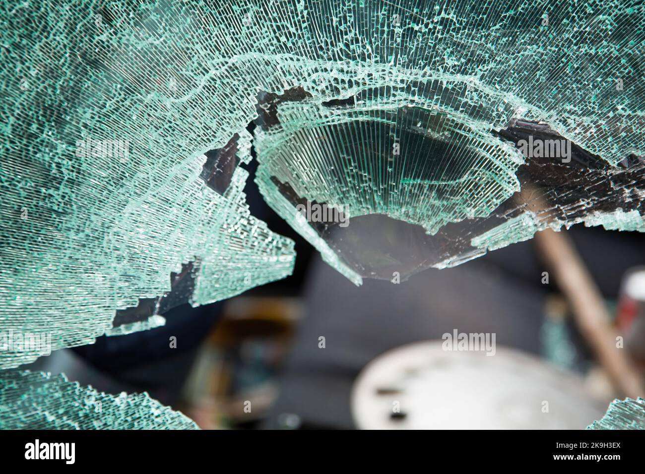 Car with broken windows. A criminal incident. Broken glass window car ...
