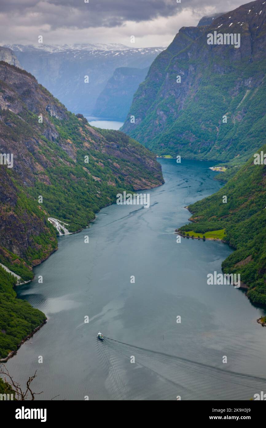 Majestic naeroyfjord from above in western Norway, Scandinavia Stock ...