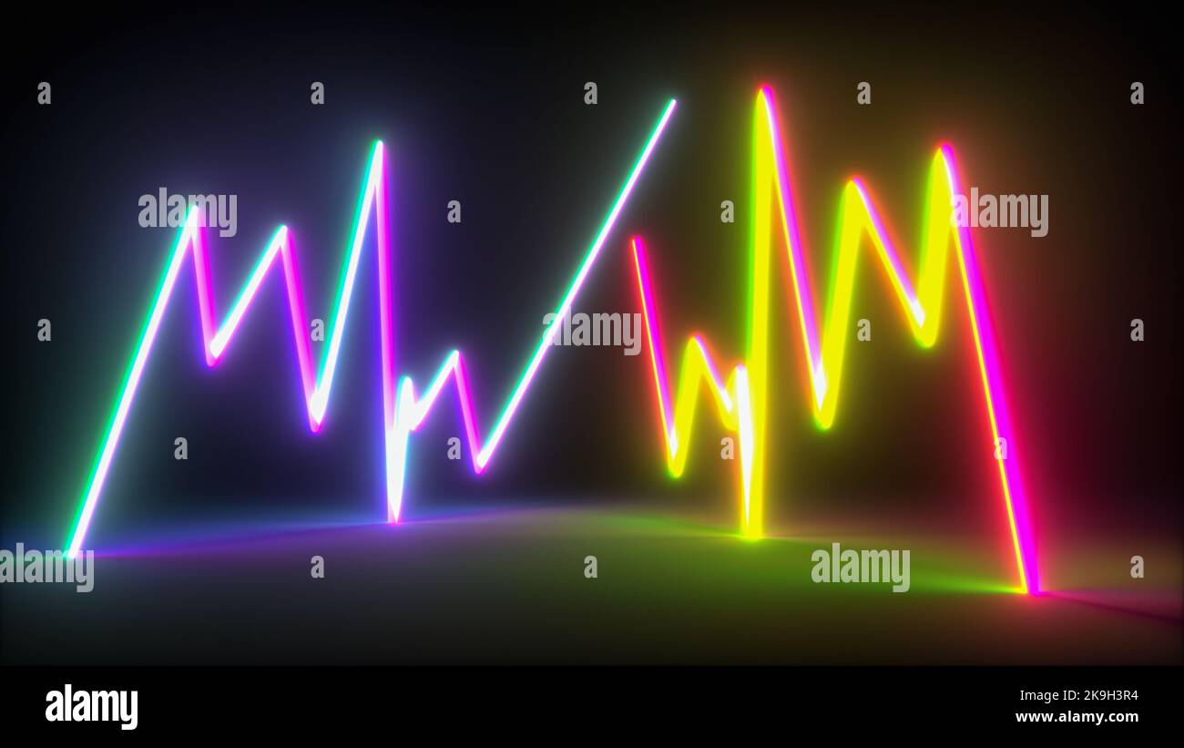 a zig zag chart neon glowing (3d rendering Stock Photo - Alamy