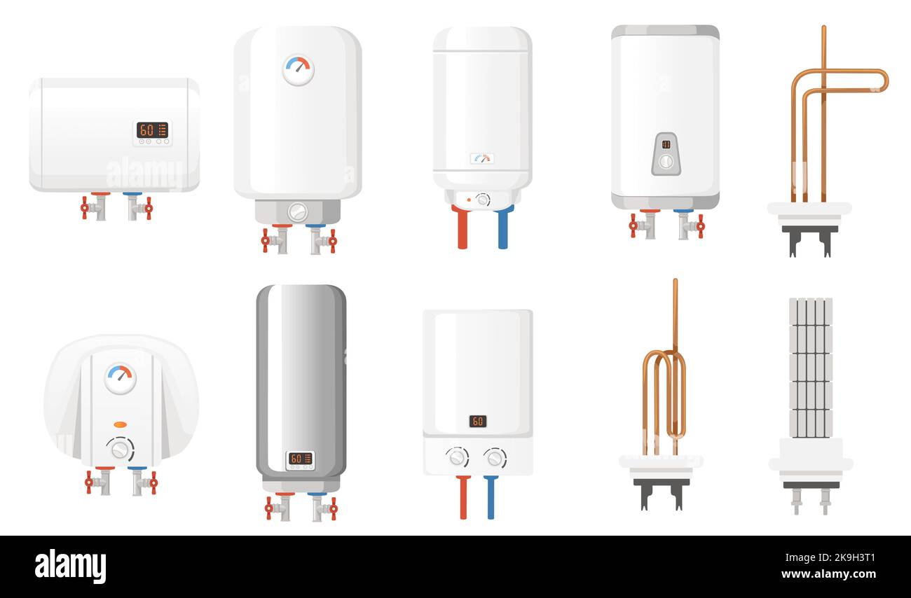 Set of modern boiler water heater with analog and digital controls ...