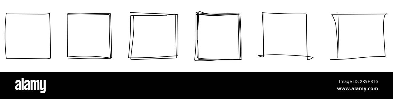 Set of hand drawn square frames. Vector illustration isolated on white ...