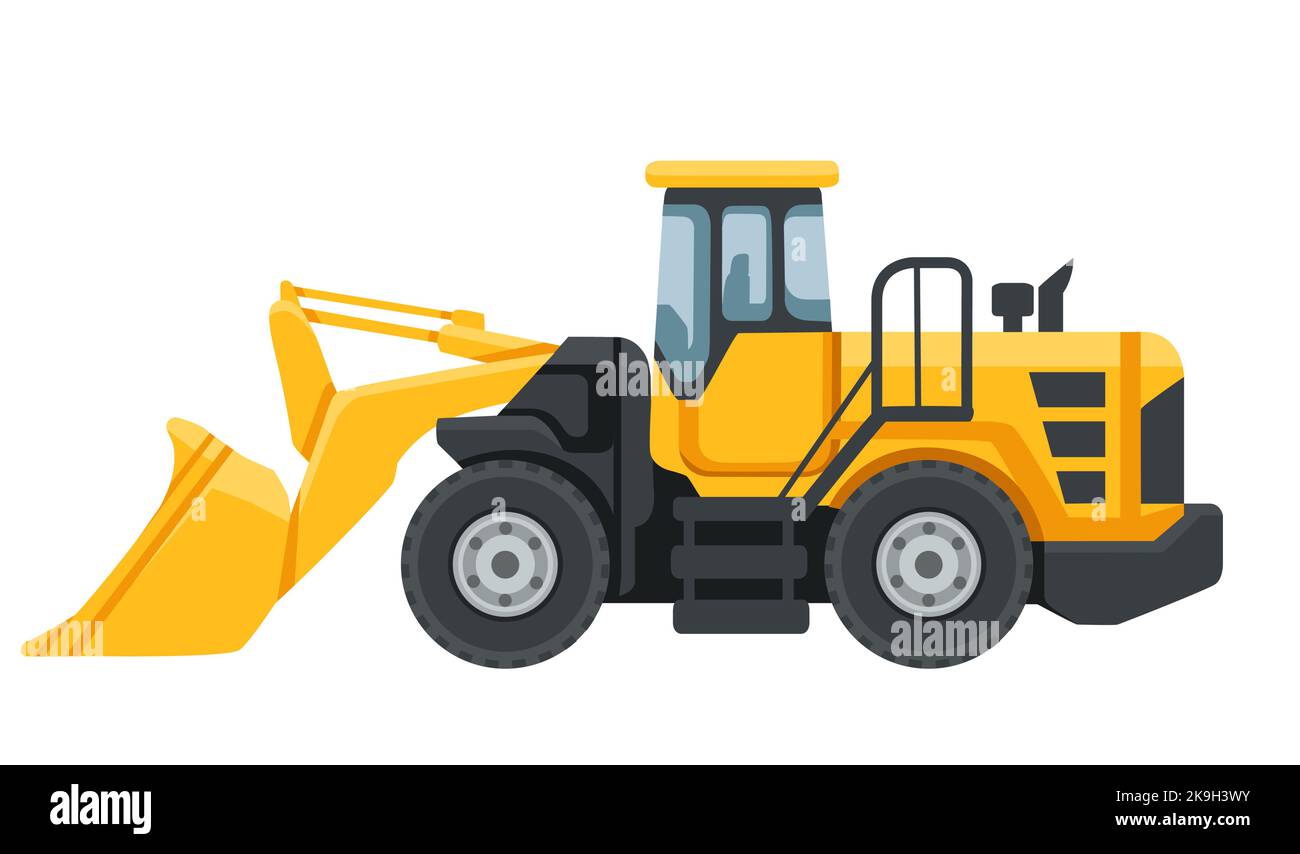 Yellow bulldozer heavy industrial machine vector illustration isolated ...