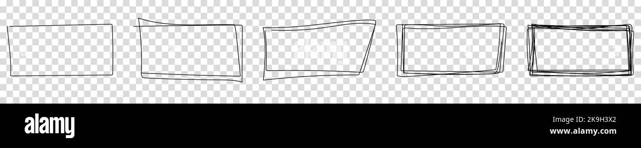 Set of hand drawn rectangular icons. Vector illustration isolated on ...