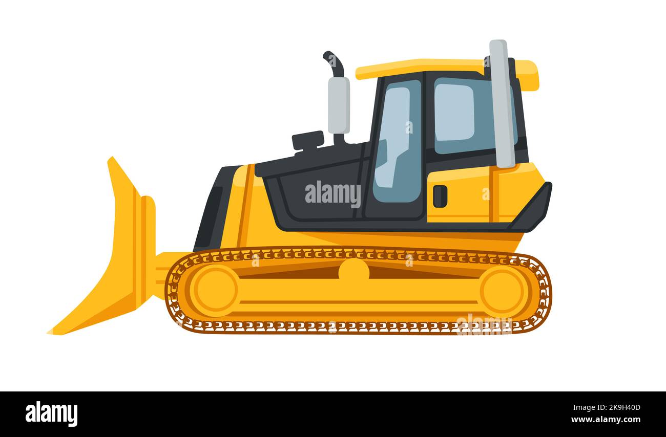 Yellow bulldozer heavy industrial machine vector illustration isolated ...
