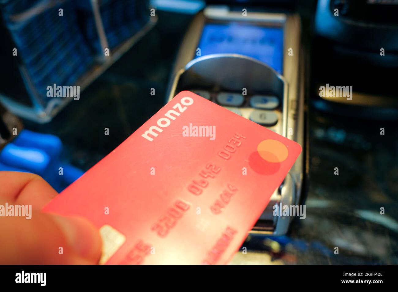 London- October 2022: Point of payment inside a retail premises using a ...