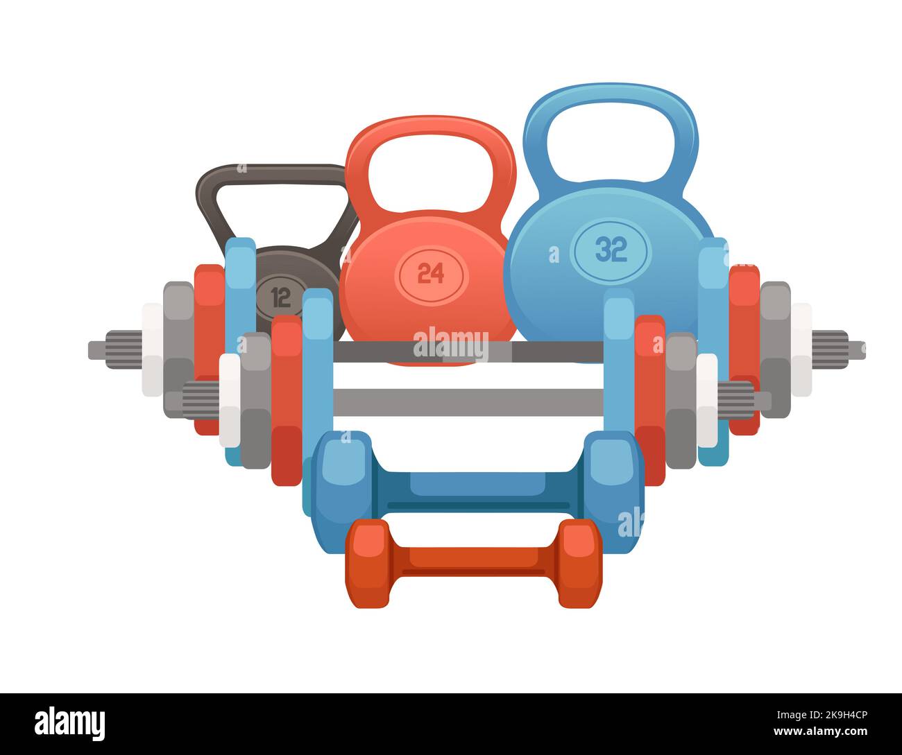 Collection of barbell dumbbell gym vector illustration isolated on ...