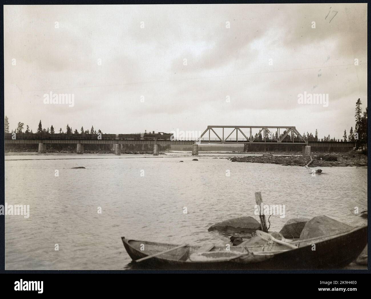 The railway bridge over the Ångerman River (Meseleforsen) on the line ...