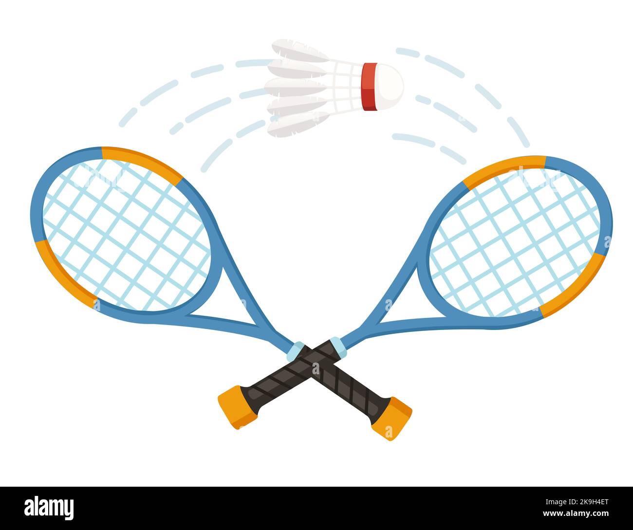 Blue and yellow tennis racket for sport activity vector illustration ...