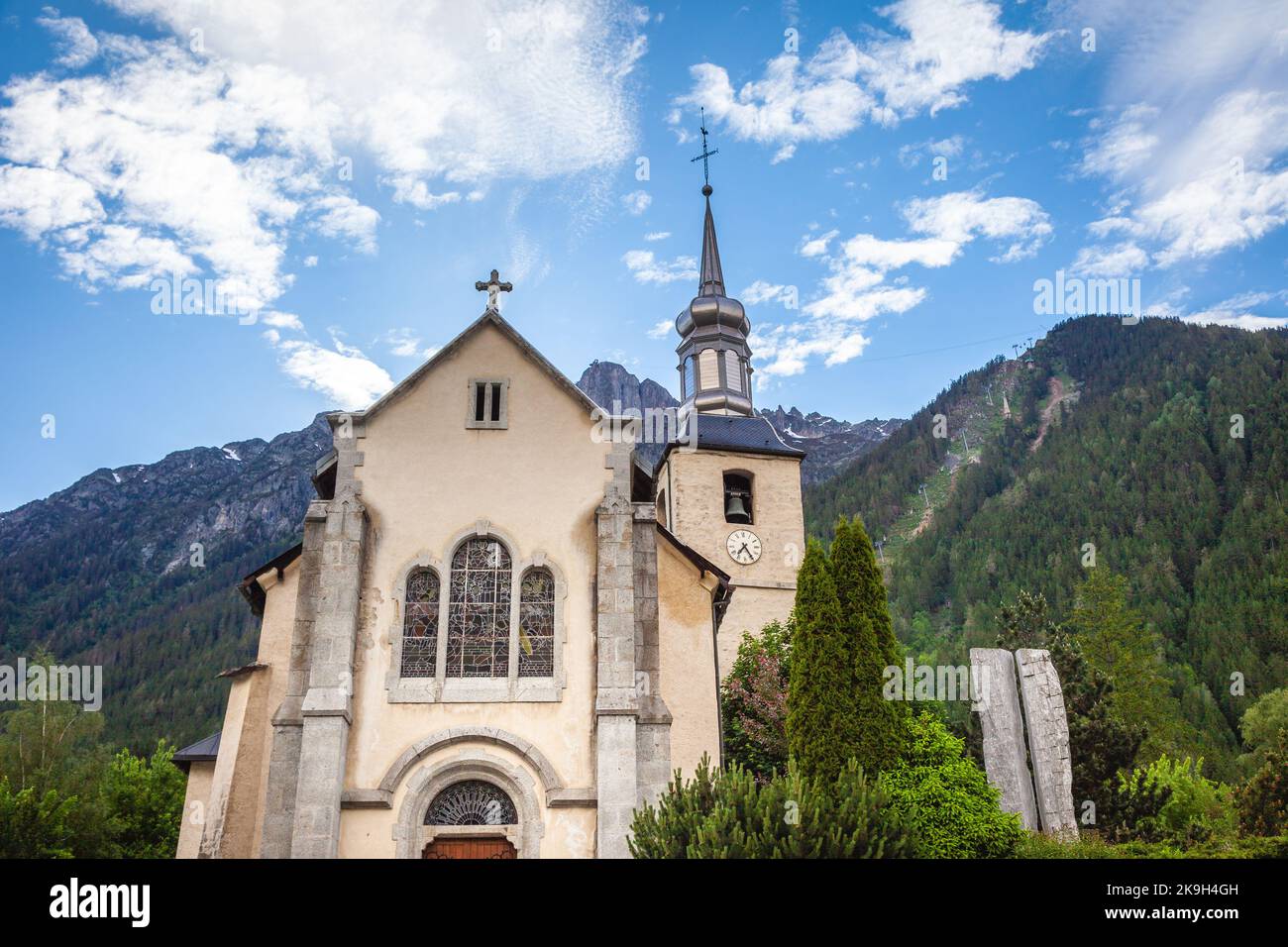 Chamonix church of Saint Michel in Haute Savoie, French Alps Stock ...