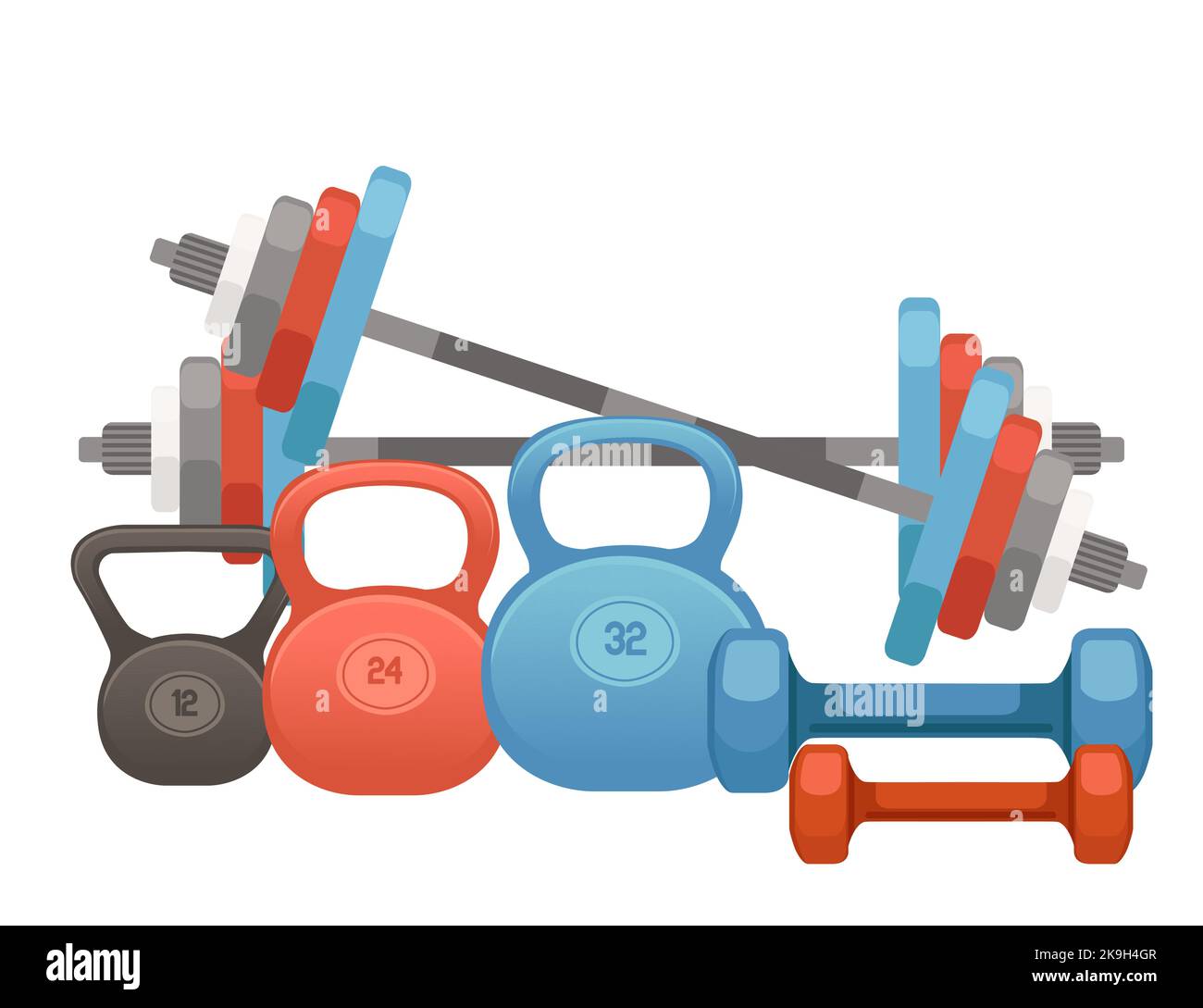 Collection of barbell dumbbell gym vector illustration isolated on ...