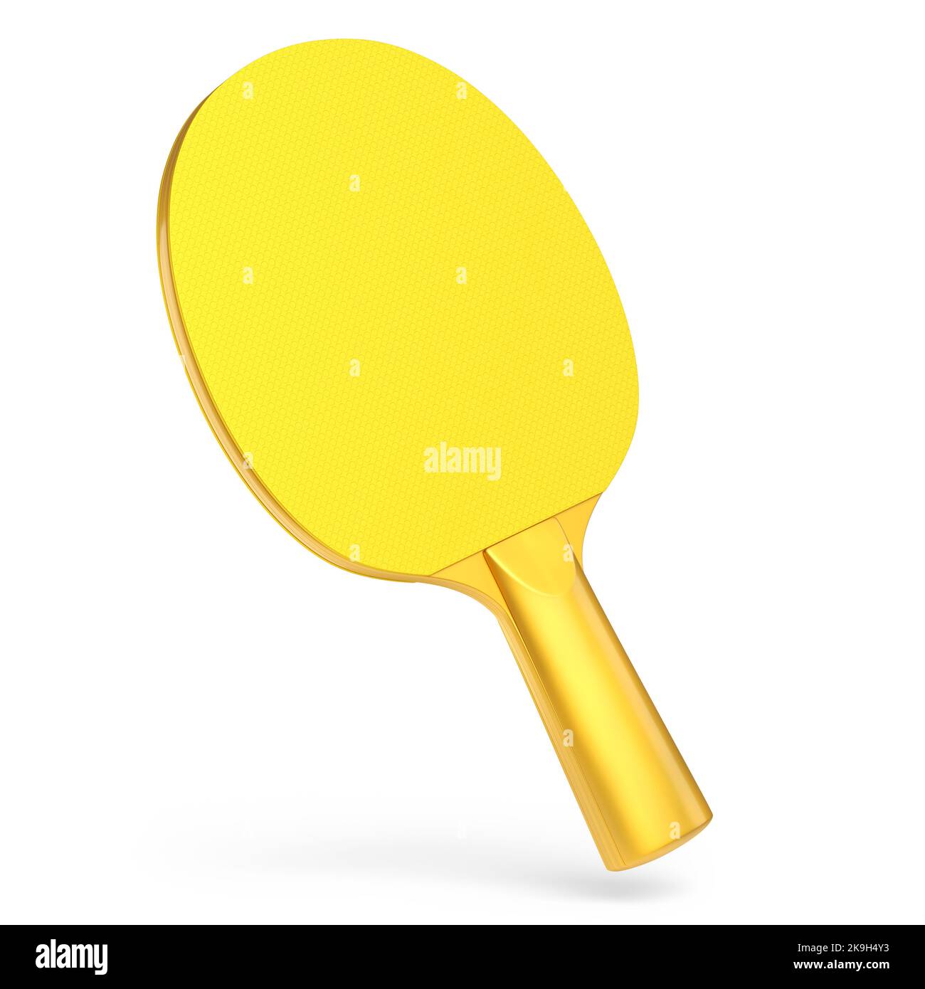Yellow ping pong racket for table tennis isolated on white background ...
