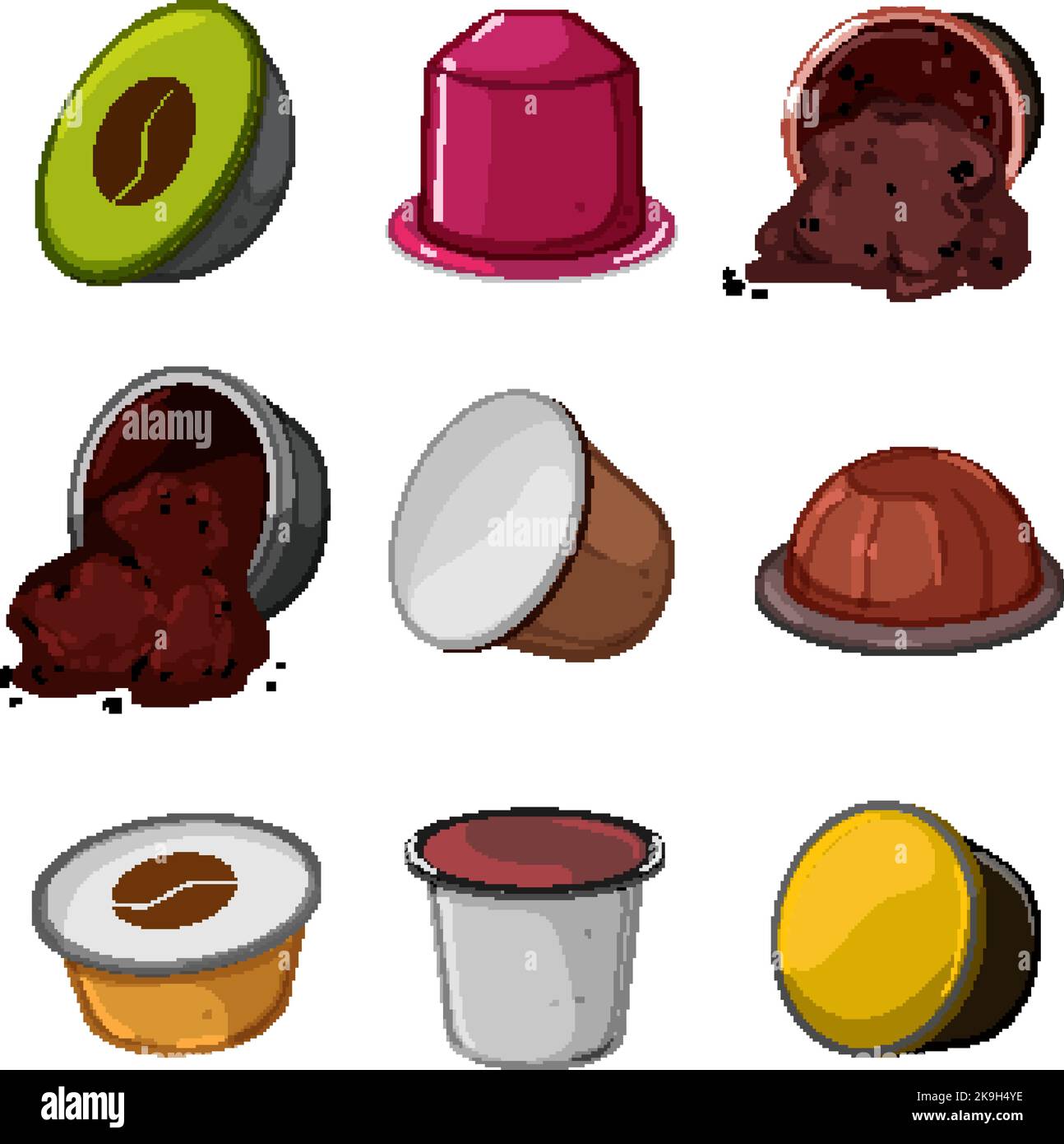 capsule coffee set cartoon vector illustration Stock Vector Image & Art ...