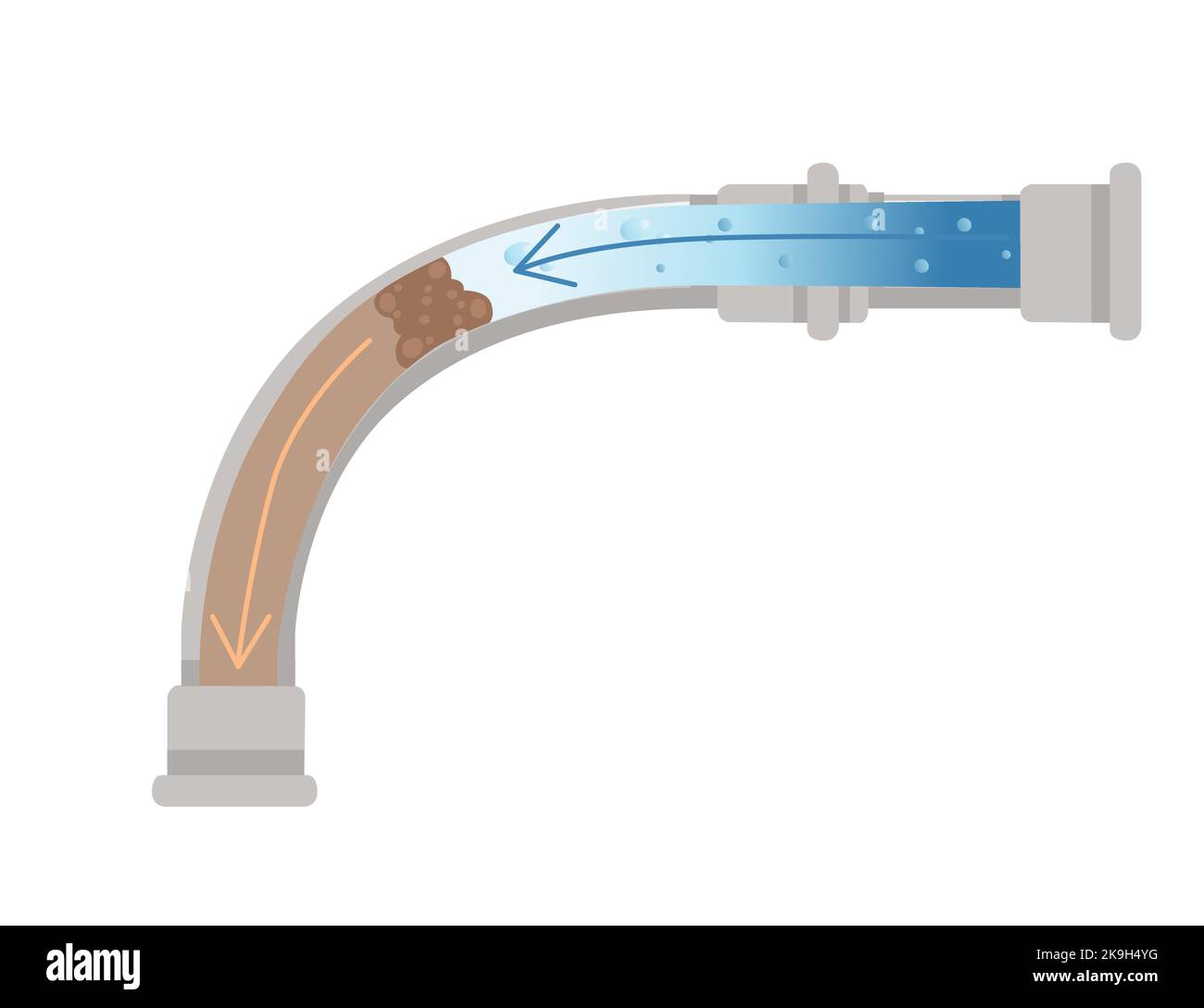 Cleaning water pipe with chemical agent unclogging process vector ...