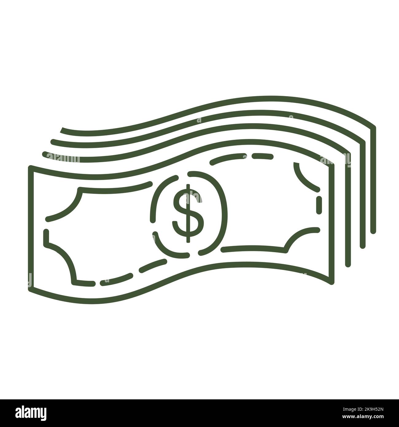 Paper dollar currency green outline design vector illustration isolated ...