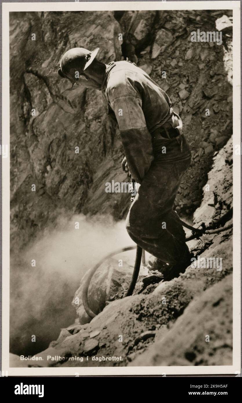 Drilling in the open pit, Boliden mine Stock Photo - Alamy