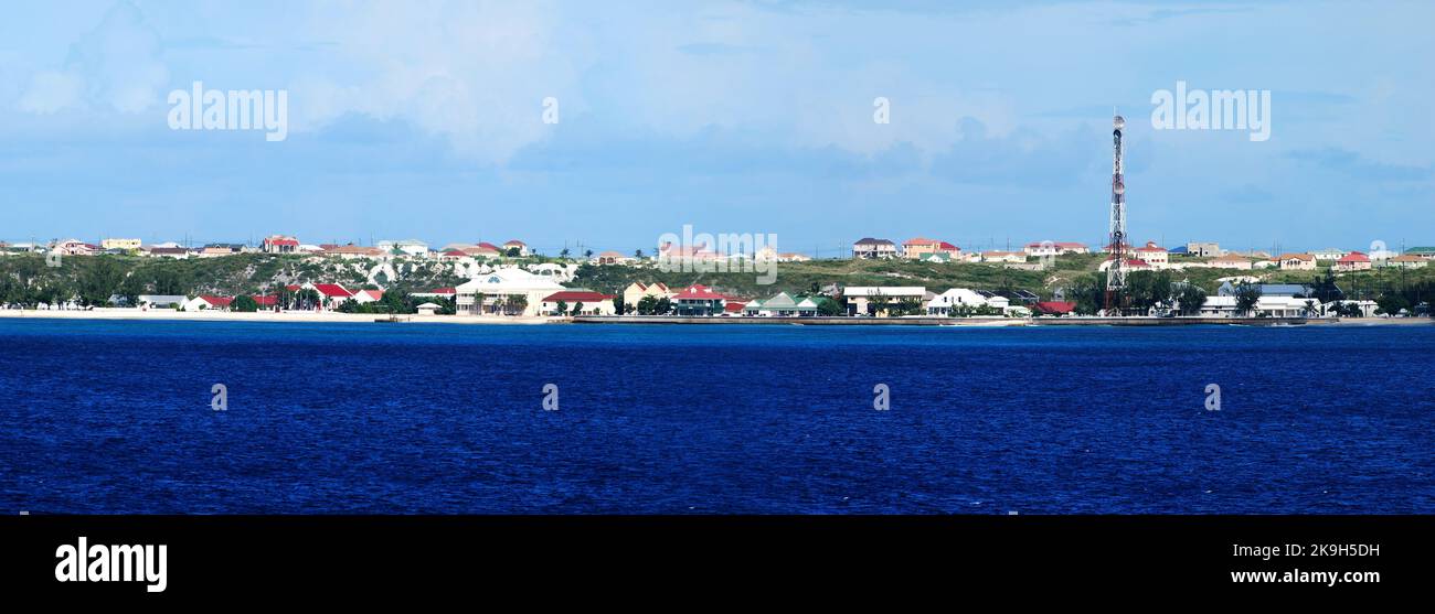 The panoramic view of Cockburn Town center with telecommunication tower ...