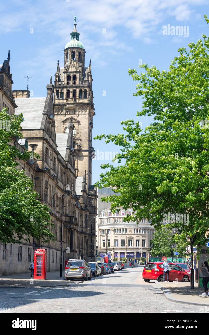 Sheffield Town Hall Clock Tower from Surrey Street, Sheffield, South ...