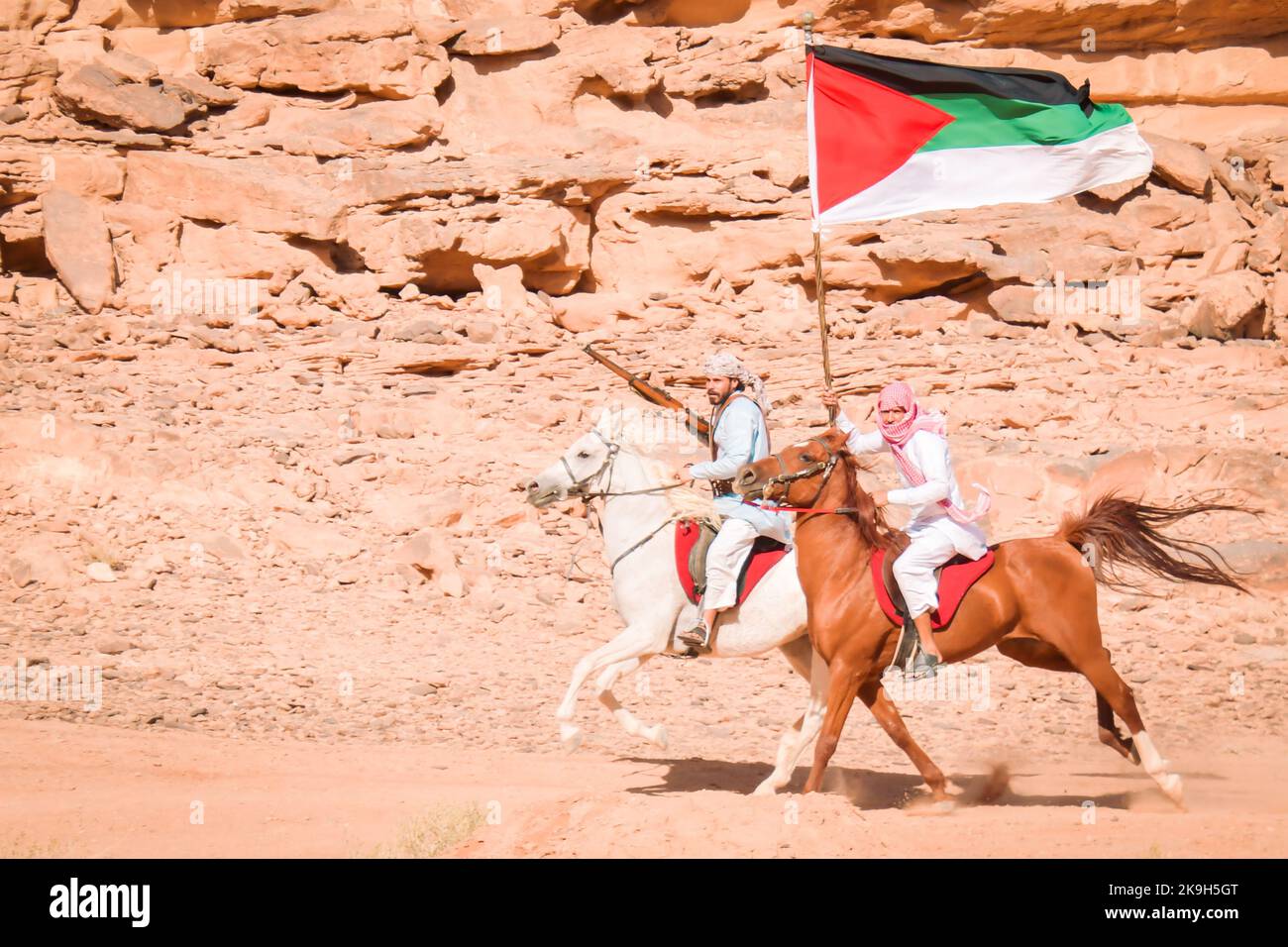 Wadi Rum, Jordan - 5th october, 2022: Great arab revolt fighters attack ...