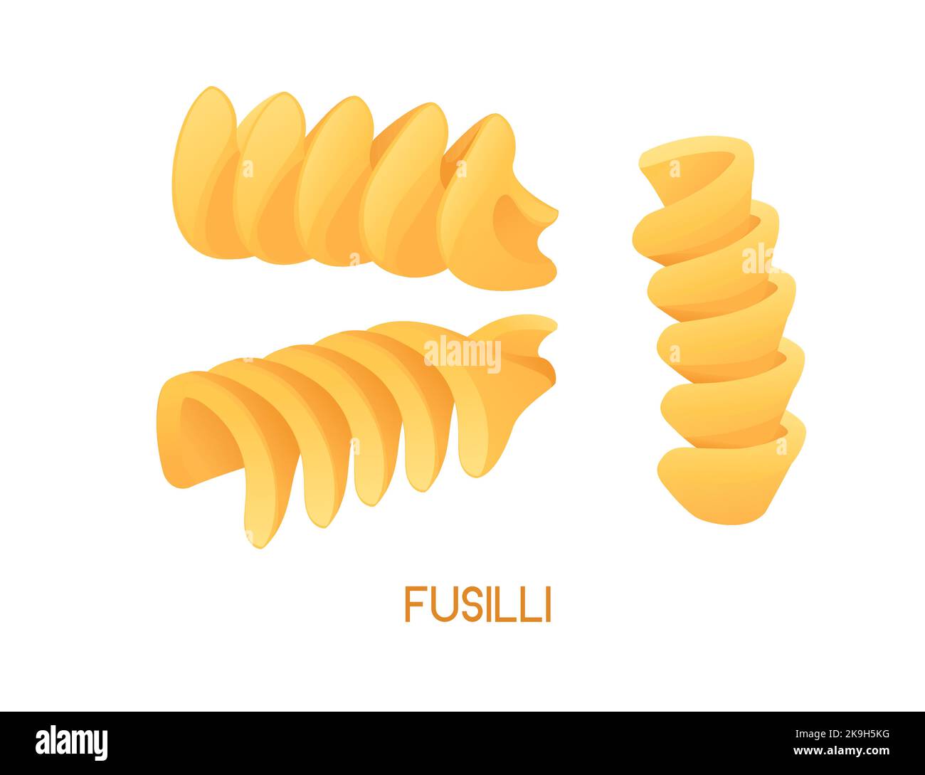 Uncooked italian pasta fusilli cuisine staples vector illustration ...