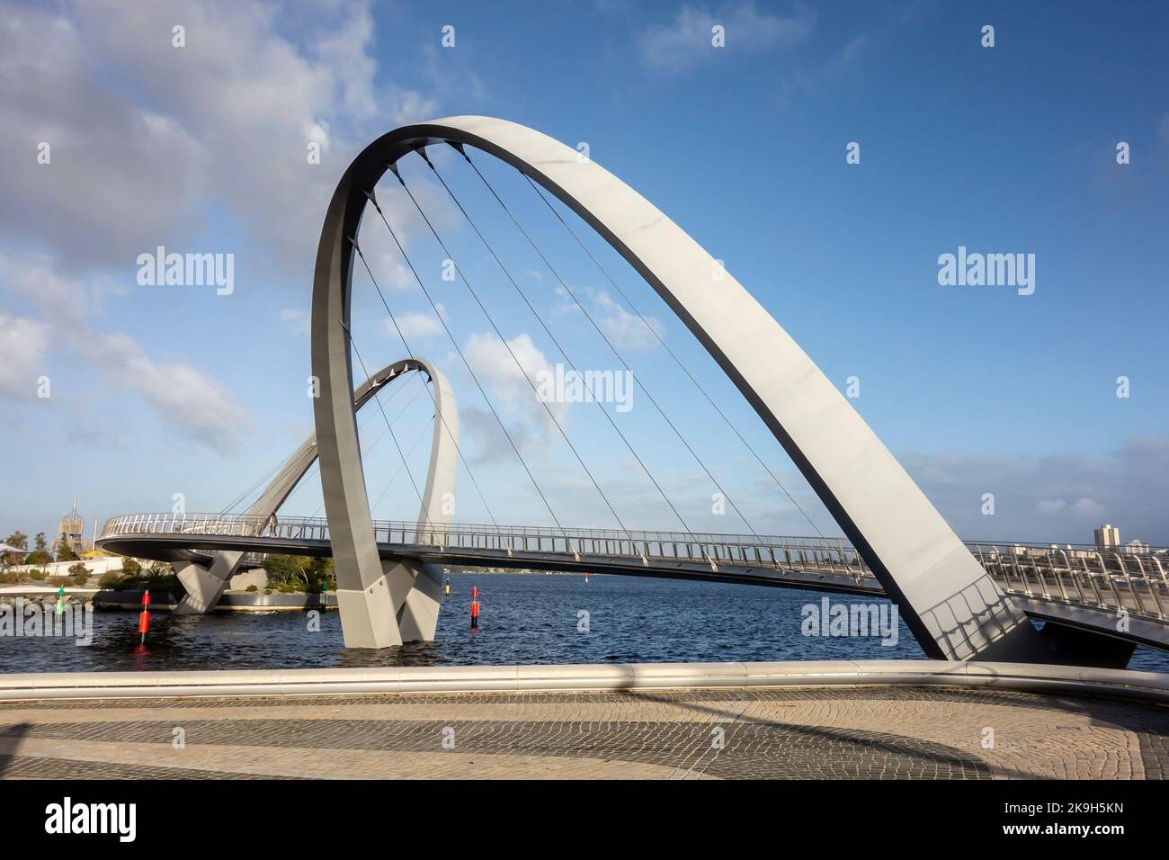 PERTH, WESTERN AUSTRALIA - JULY 16, 2018: Modern Elizabeth Quay Bridge ...