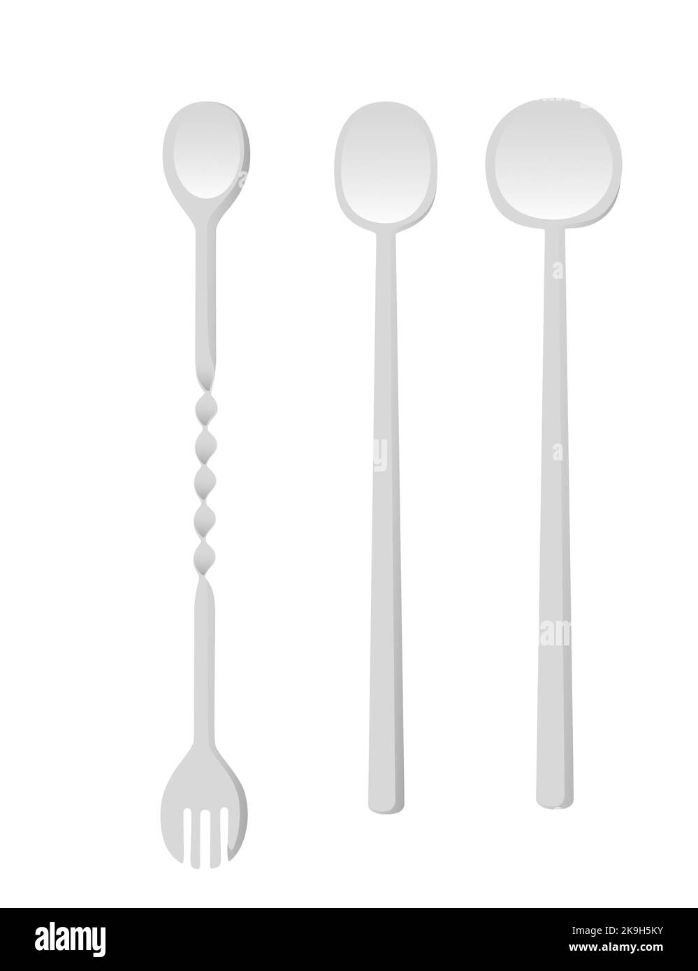 Long bar spoon for cocktails vector illustration isolated on white ...