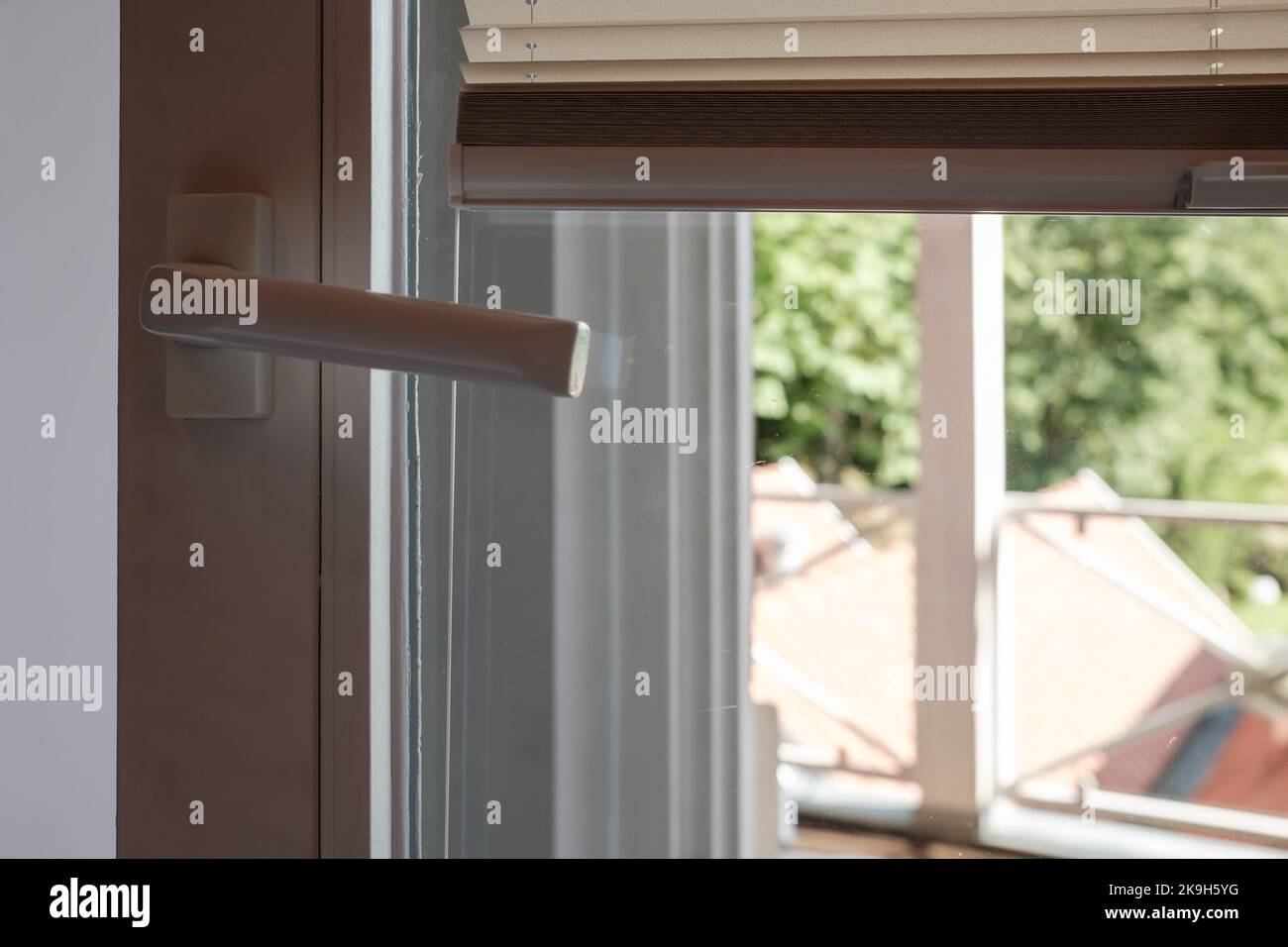 PVC door with raised blinds that protect from the sun Stock Photo - Alamy