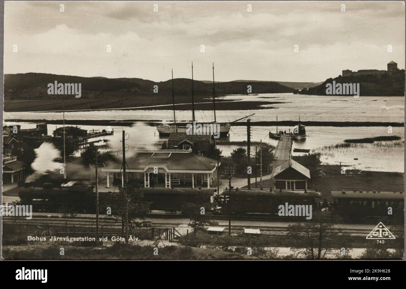 Bohus station with Göta River and Bohus Fortress in the background ...