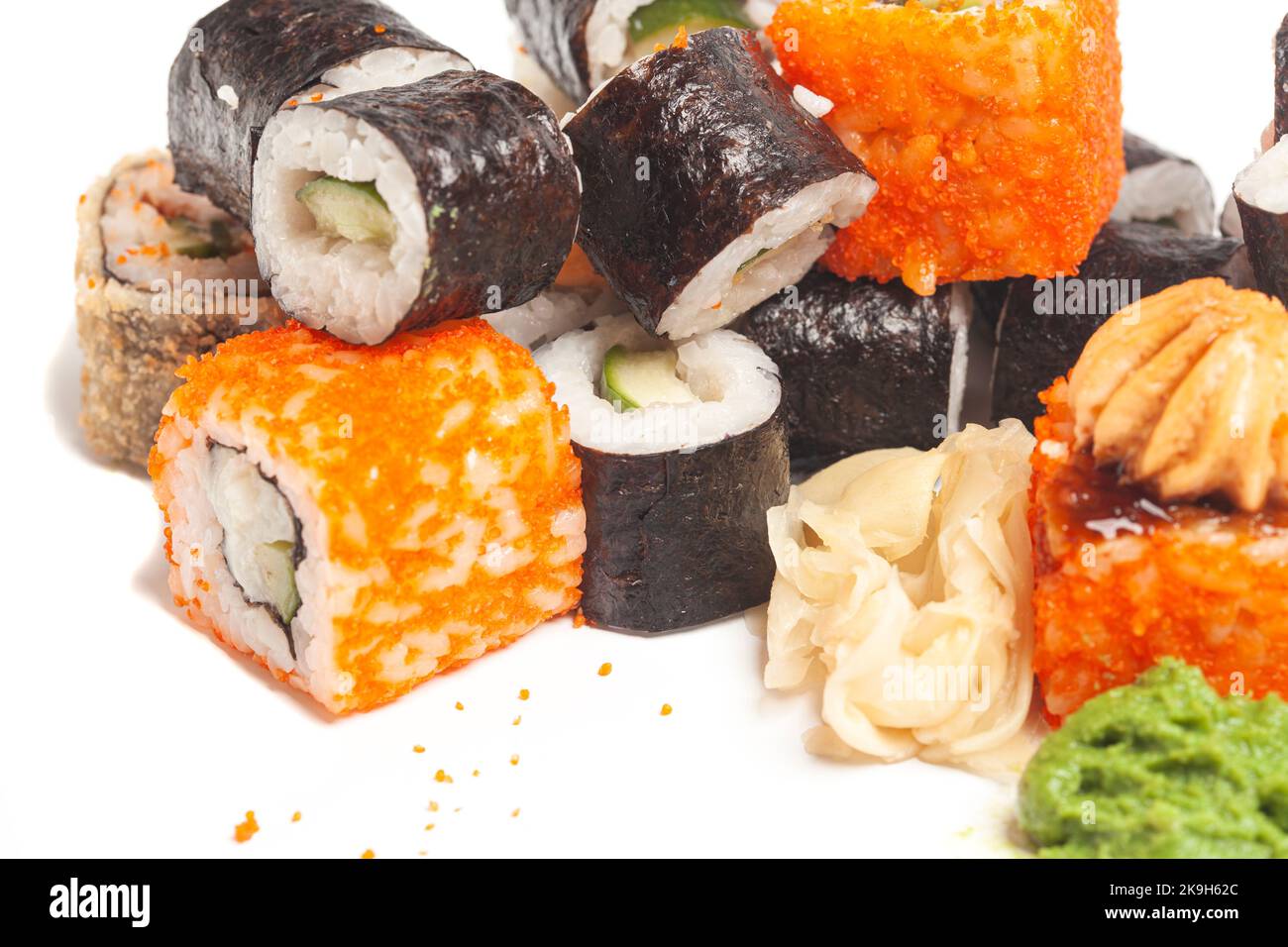 Sushi rolls japanese food isolated on white Stock Photo - Alamy