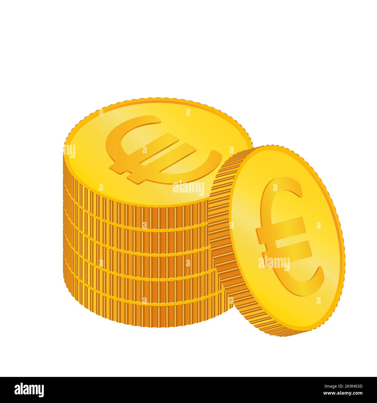 Euro. 3d isometric Physical coins. Currency. Golden coins with euro ...