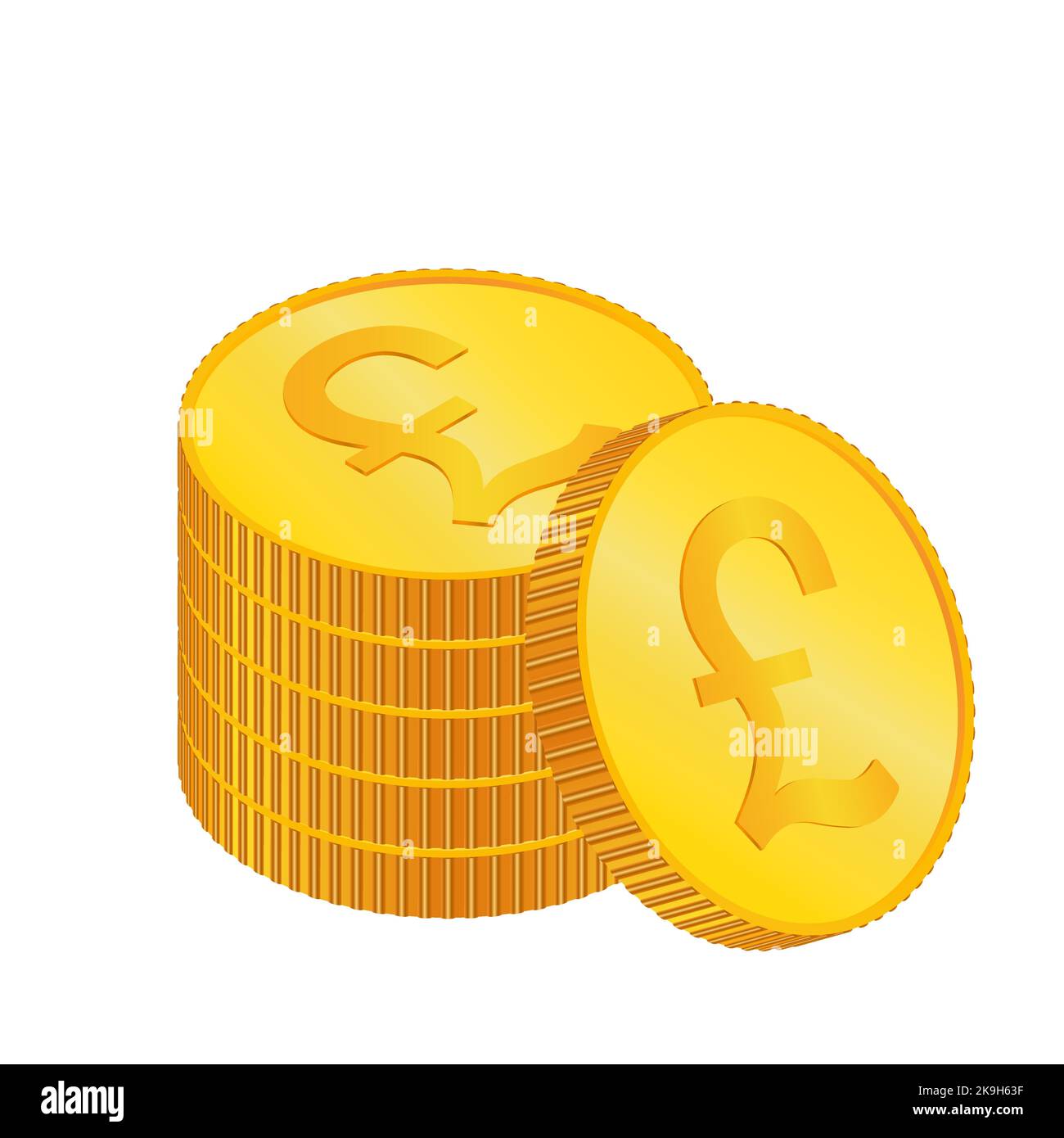 Pound Sterling. 3D isometric Physical coins. Currency. Golden coins ...
