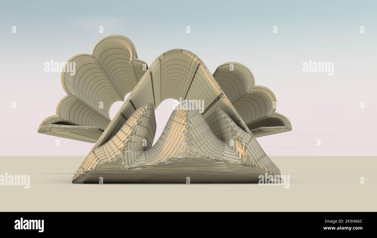 3D Illustration of an architectural structure based on the contours of ...