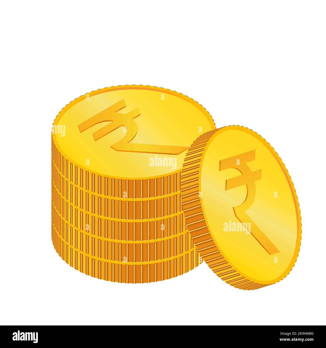 Rupee. 3D isometric Physical coins. Currency. Golden coins with Rupee ...