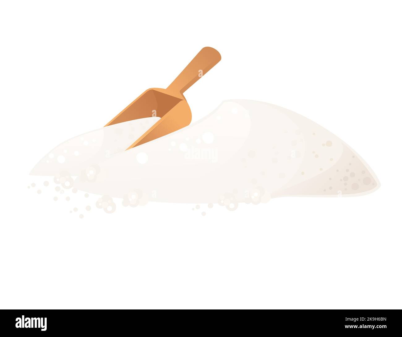 Natural white granulated sugar with spoon vector illustration isolated ...