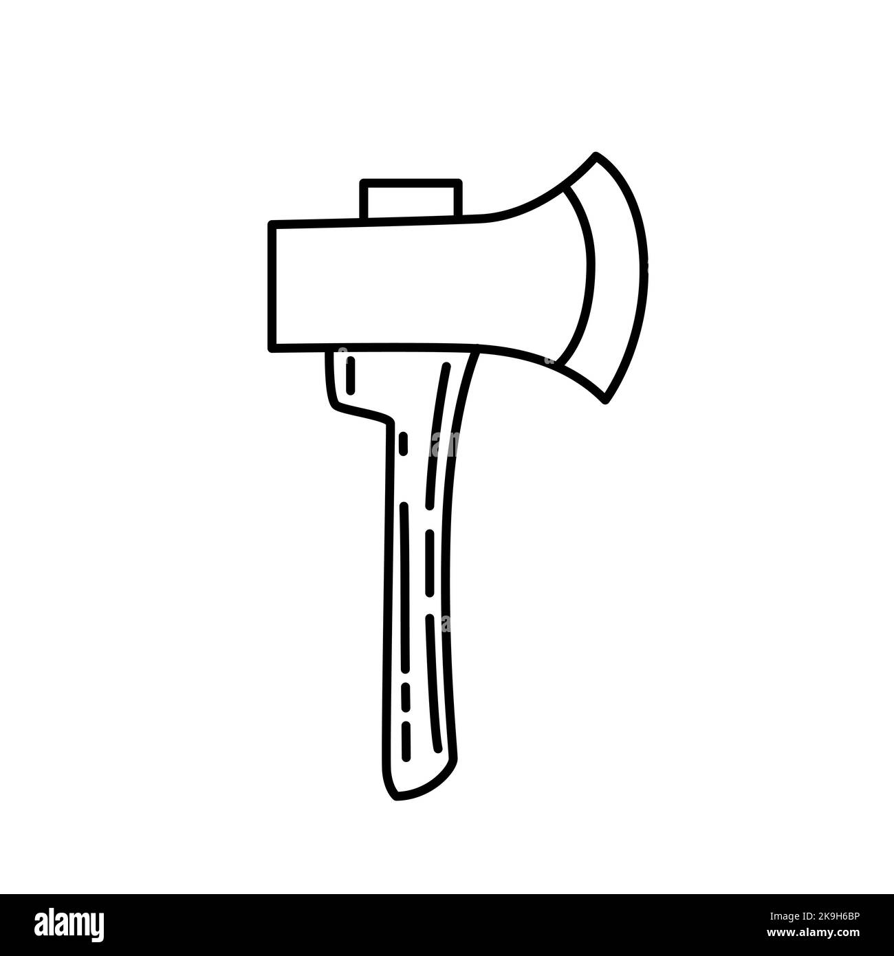 Line style single camping axe vector illustration isolated on white ...