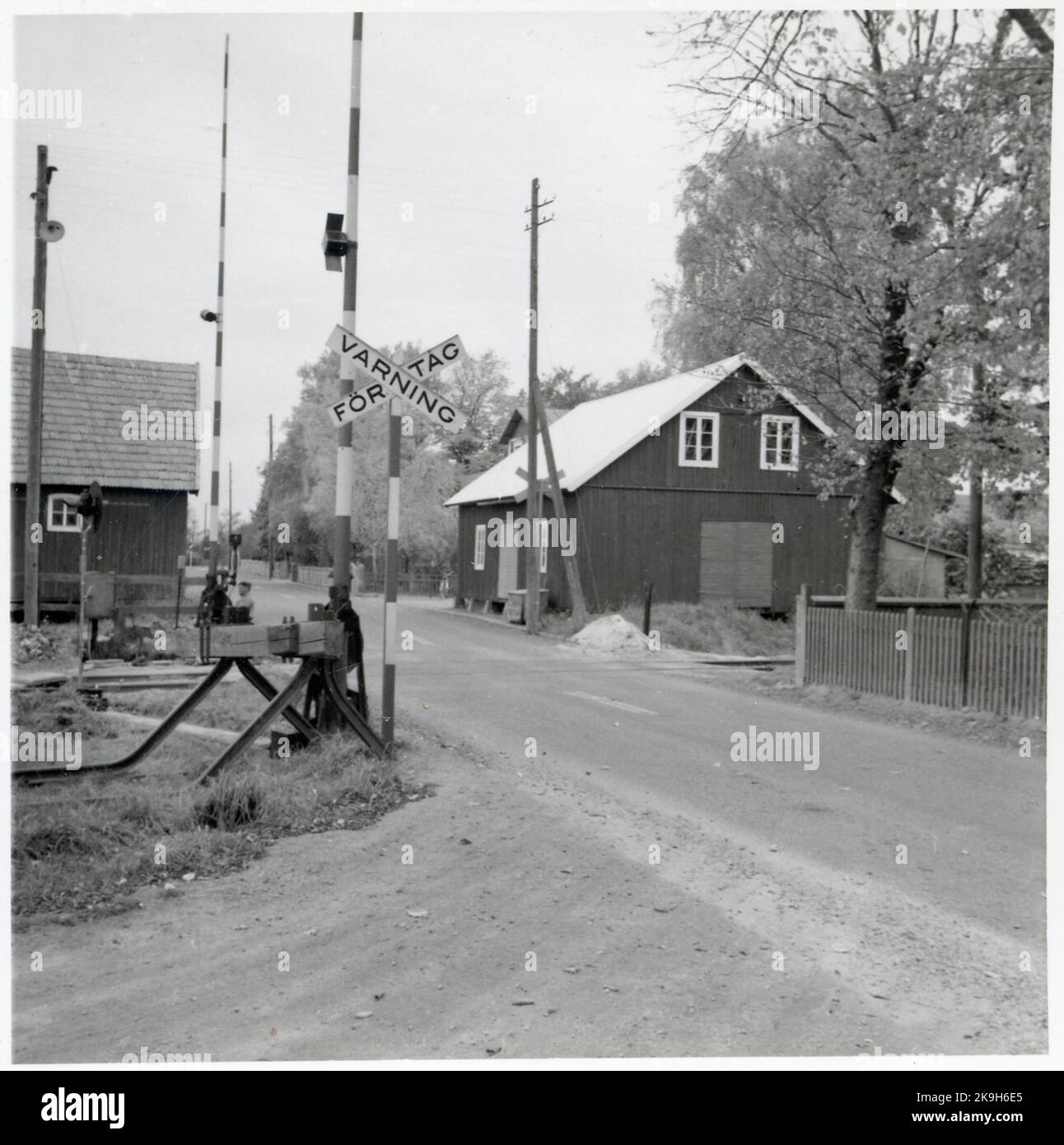 Railway crossing at Rinkaby on the route between Kristianstad and Åhus ...