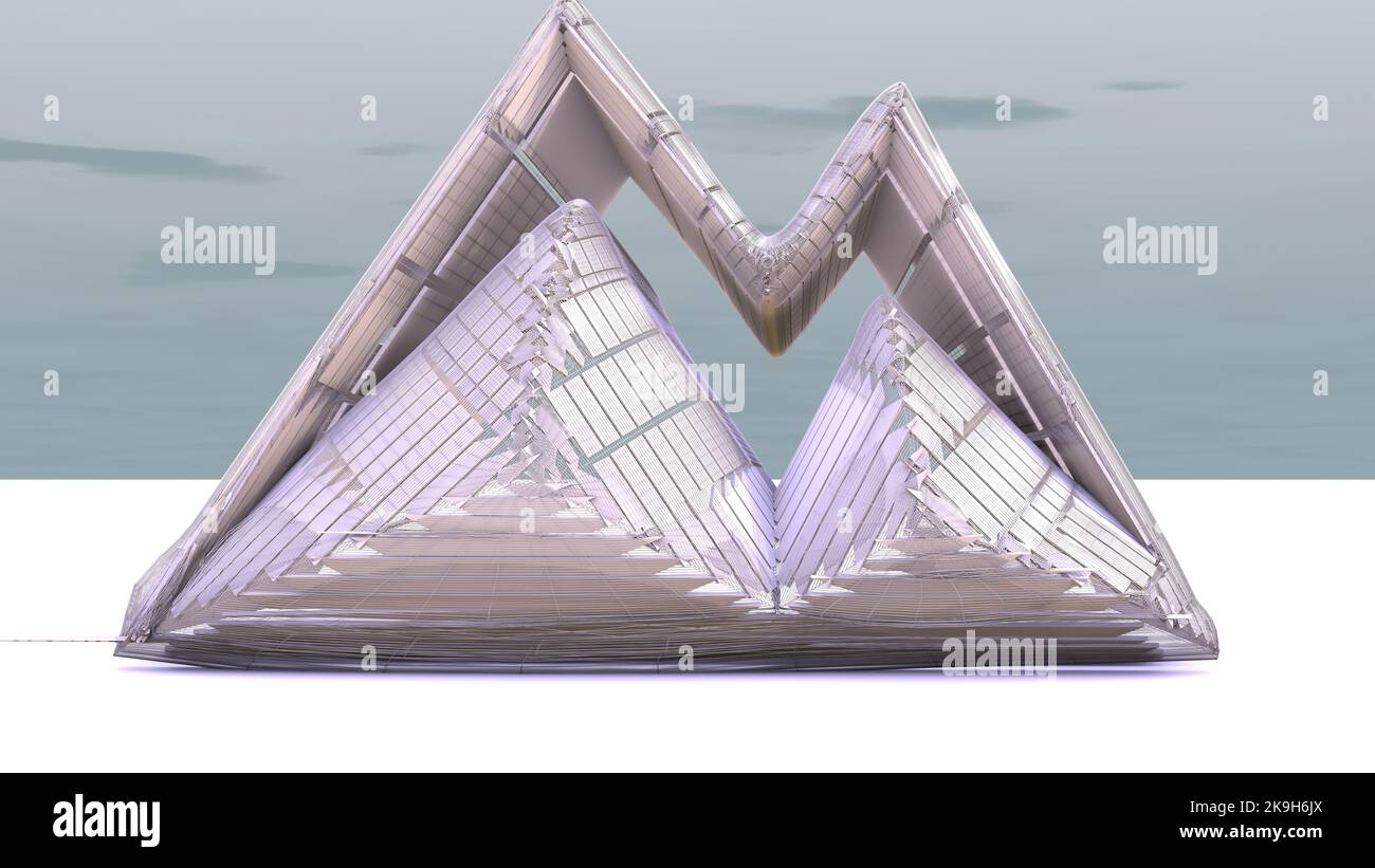 3D Illustration of an architectural structure based on the contours of ...