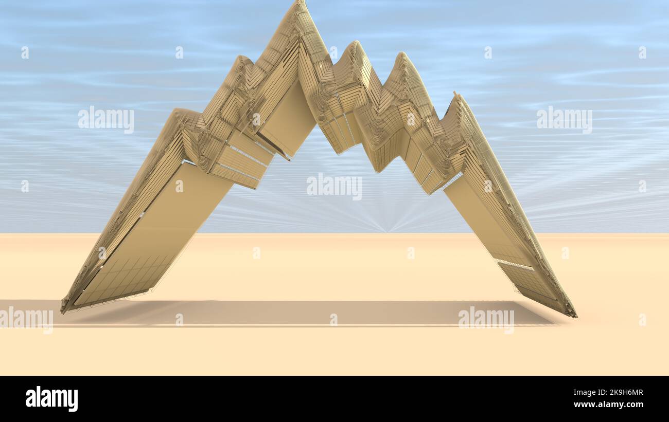 3D Illustration of an architectural structure based on the contours of ...