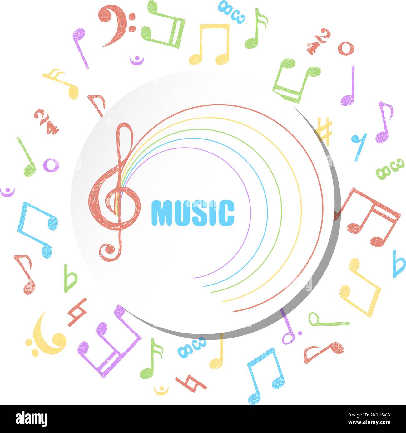 Colorful circle music background. Vector musical illustration with hand ...