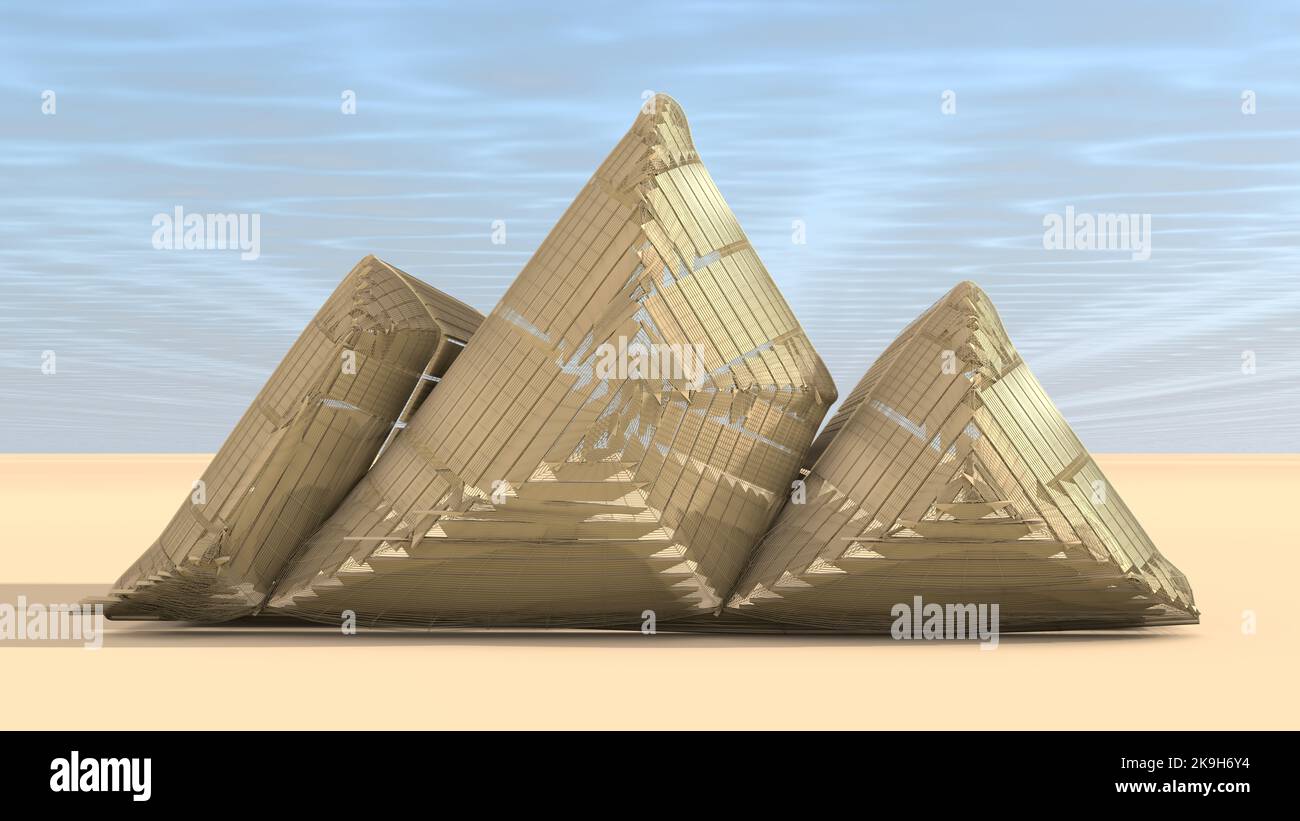 3D Illustration of an architectural structure based on the contours of ...