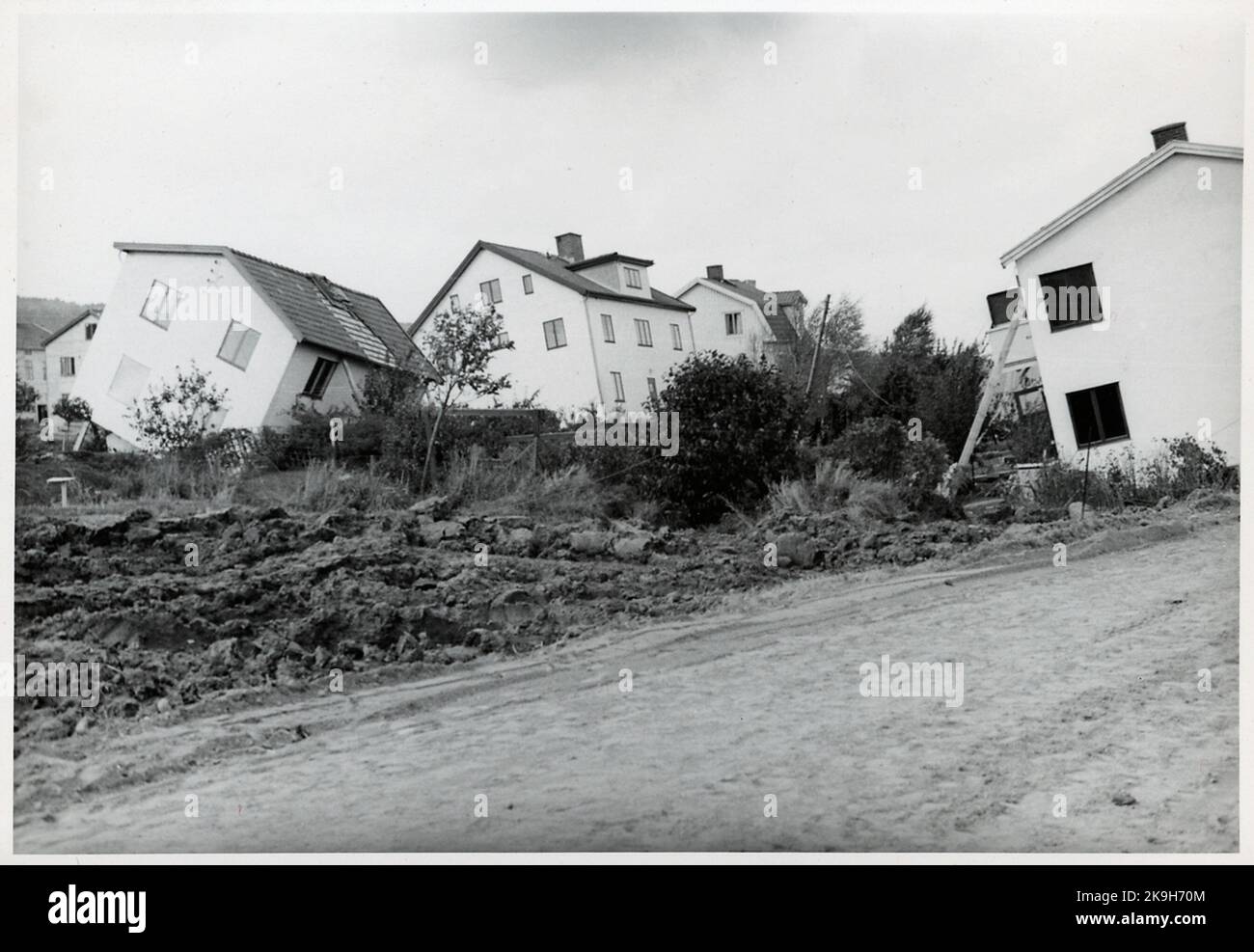The aftermath of the landslide in Surte which occurred on September 29 ...